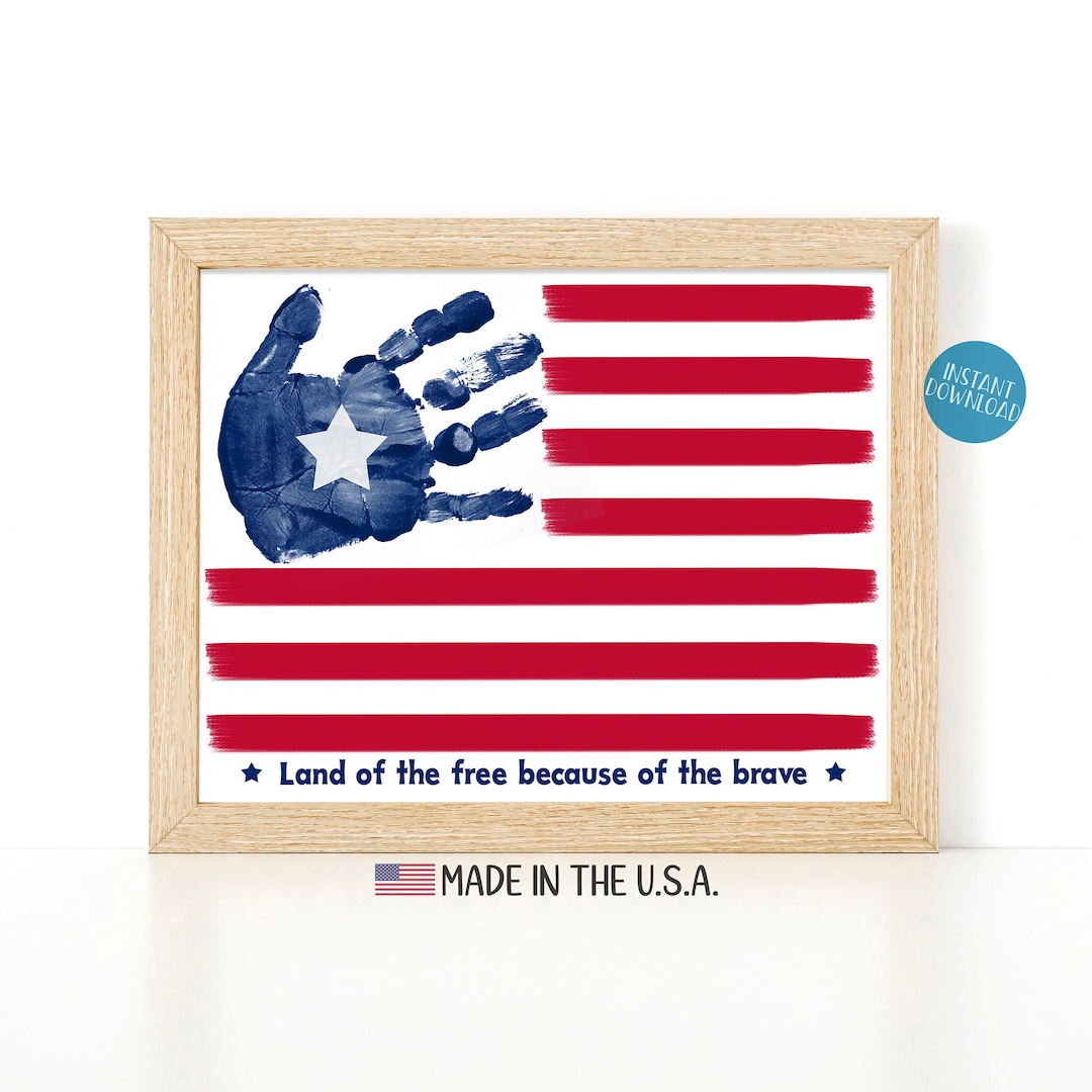 Memorial Day American Flag Handprint Art, Independence Day, Fourth of ...