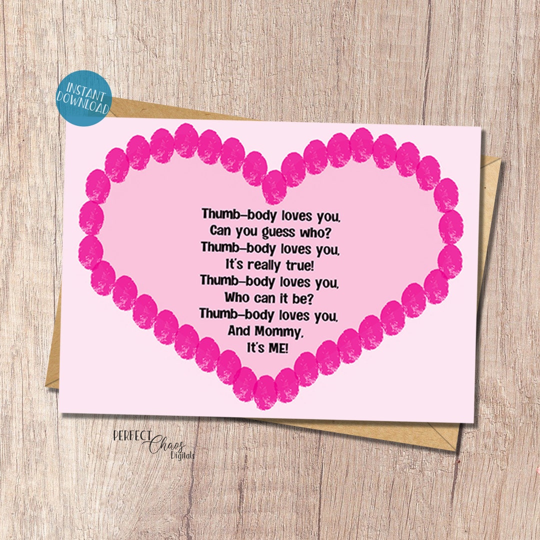 Printable Card for Mom, Toddler Craft, Fingerprint Art, DIY Kid Craft ...