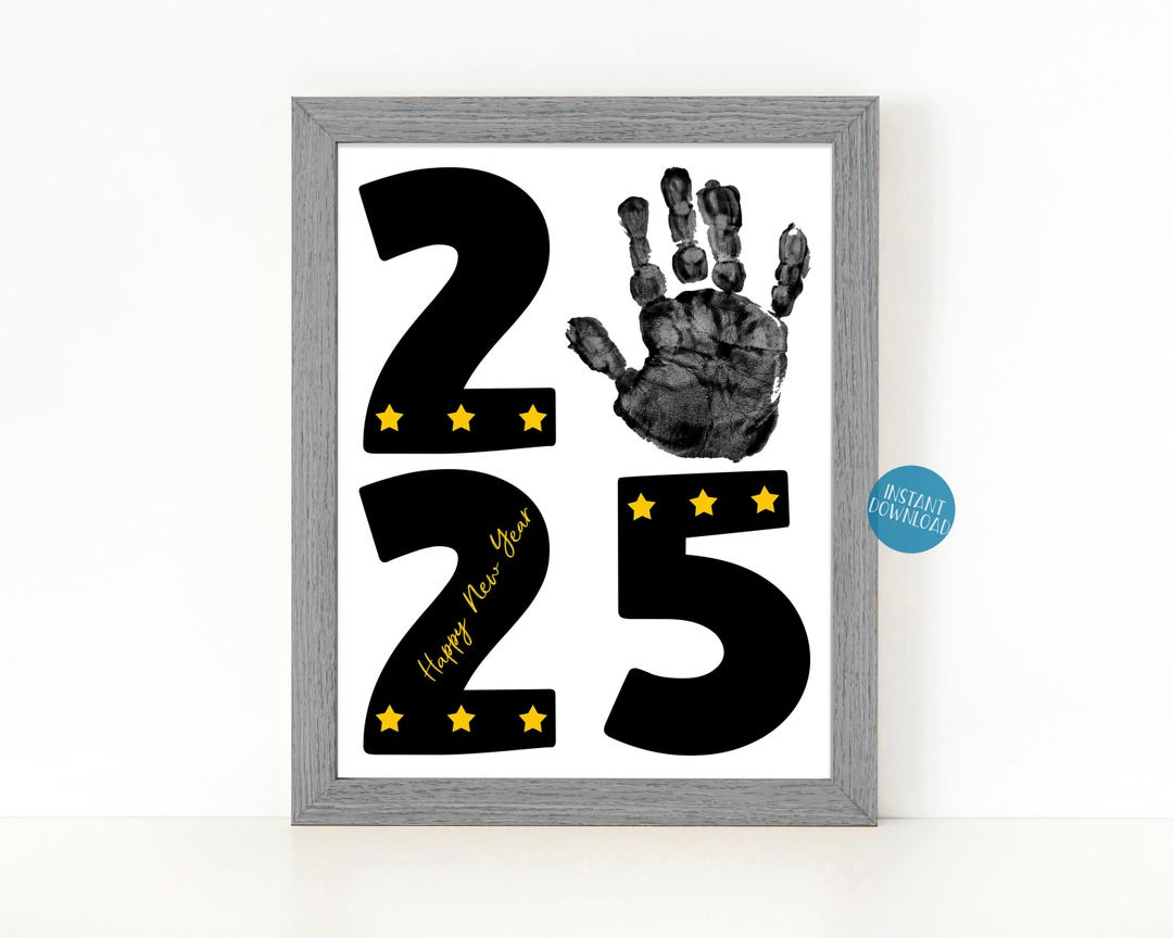 New Year's 2025 Handprint Craft, New Years Handprint Art, Baby Toddler ...