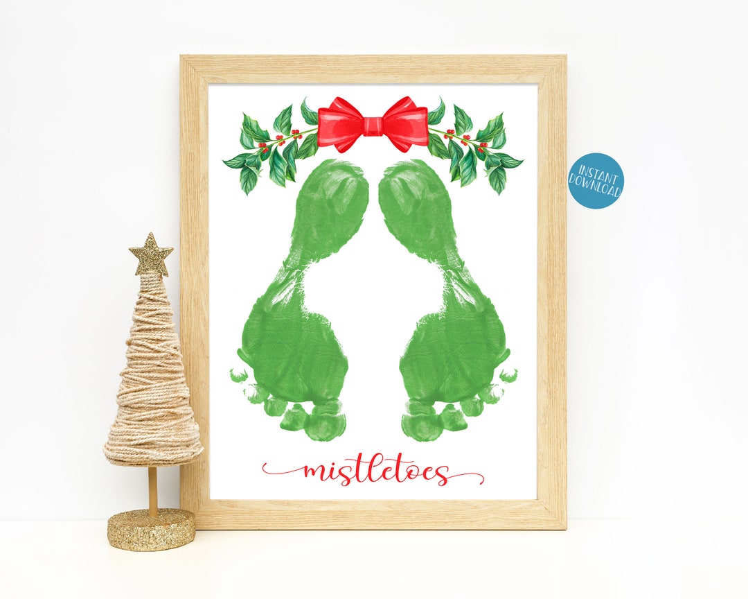 Baby Mistletoes Footprint Art, Children's Art Project, Christmas Gift ...