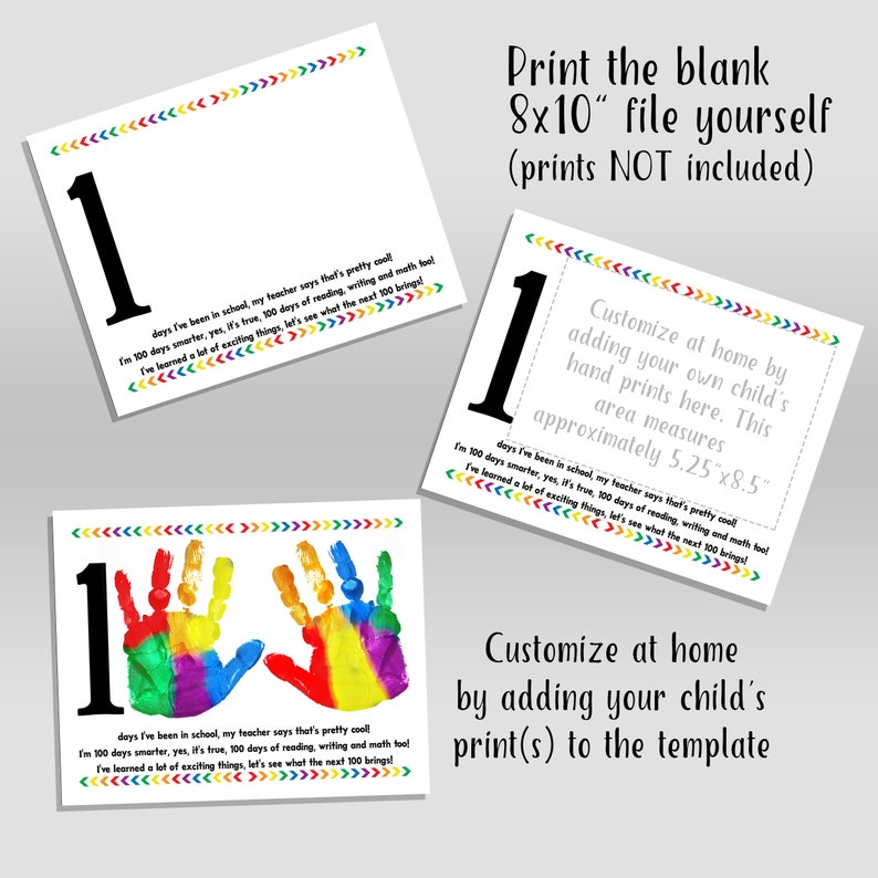 100 Days of School Activity Handprint Art for Kids 100th Day | Etsy