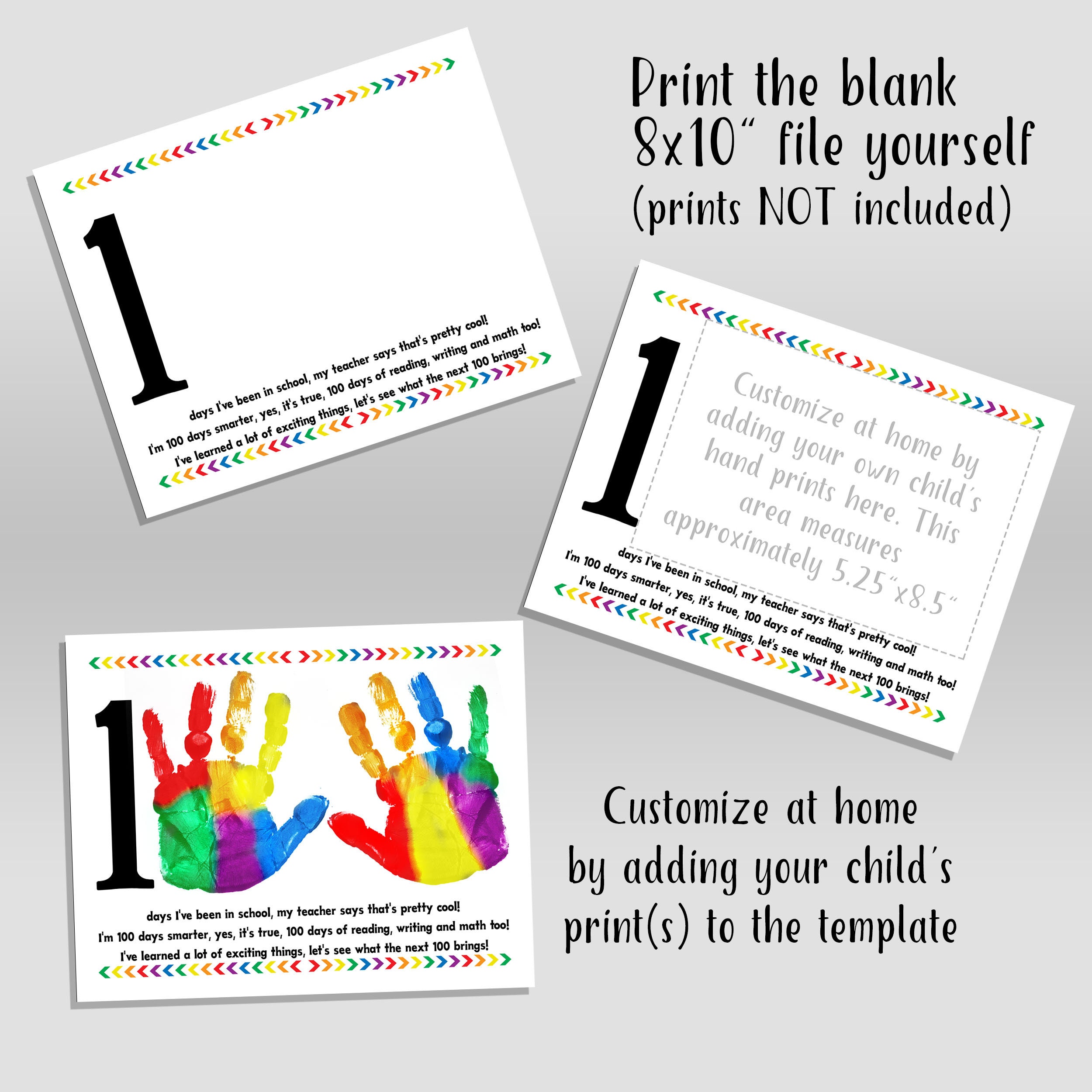 100 Days of School Activity Handprint Art for Kids 100th Day - Etsy