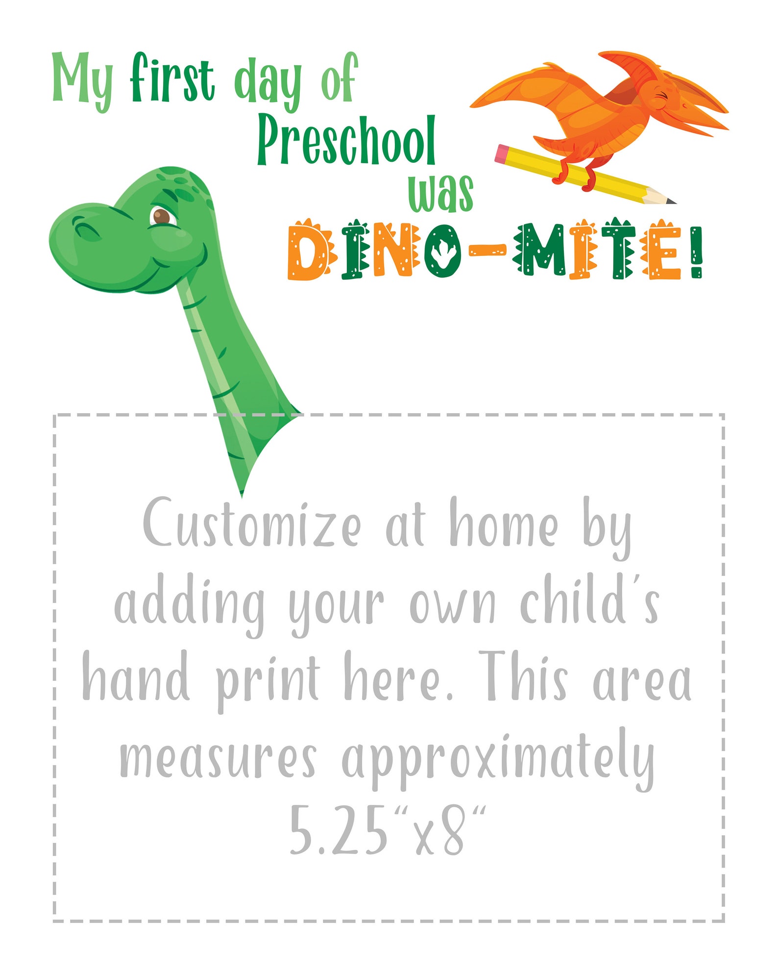 First Day of Preschool Handprint Art, Back to School Printable ...
