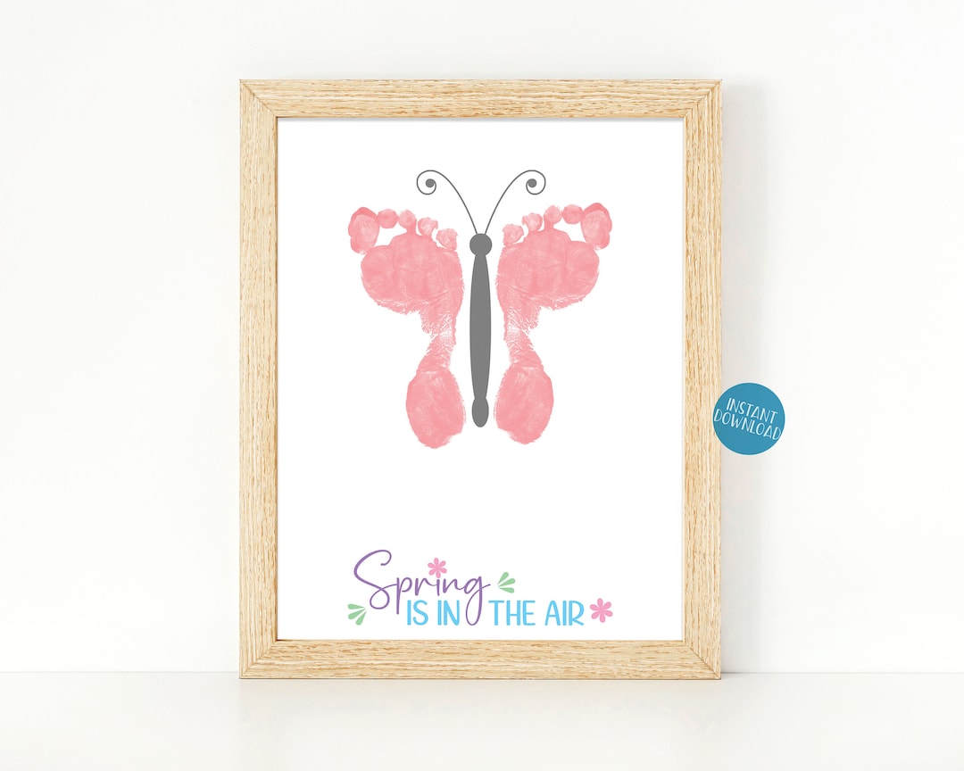 Baby Footprint Art, Butterfly Footprint Art for Toddlers, Spring is in ...