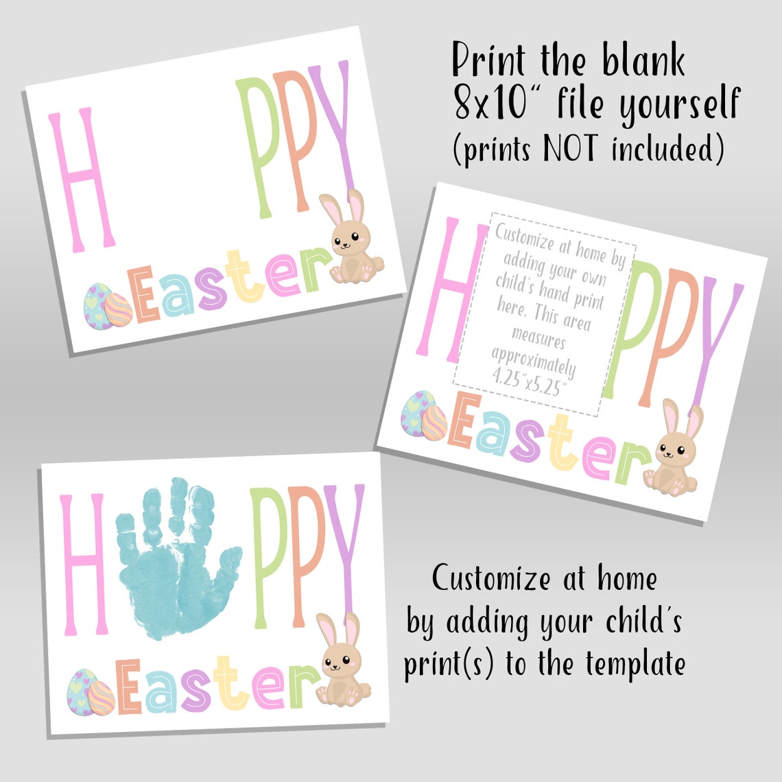 Happy Easter Handprint Art Project for Kids Hoppy Easter Baby - Etsy