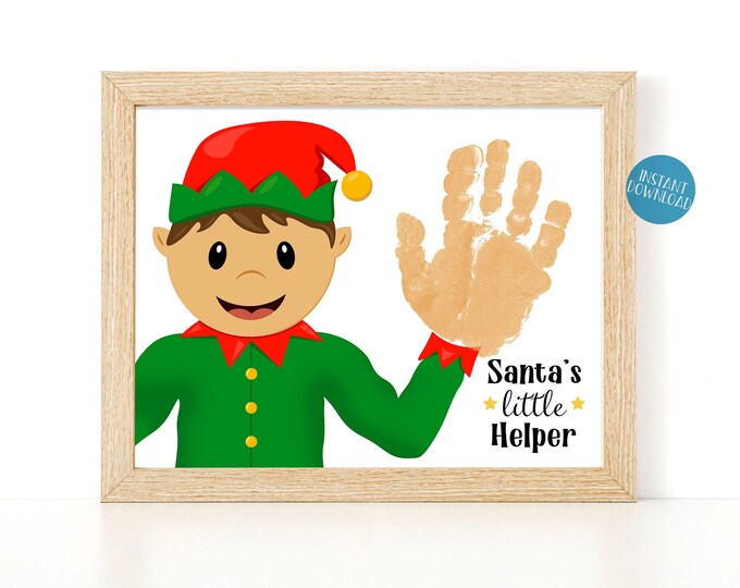 Elf Handprint Art, Santa's Little Helper, Cute Christmas Gift, Baby ...