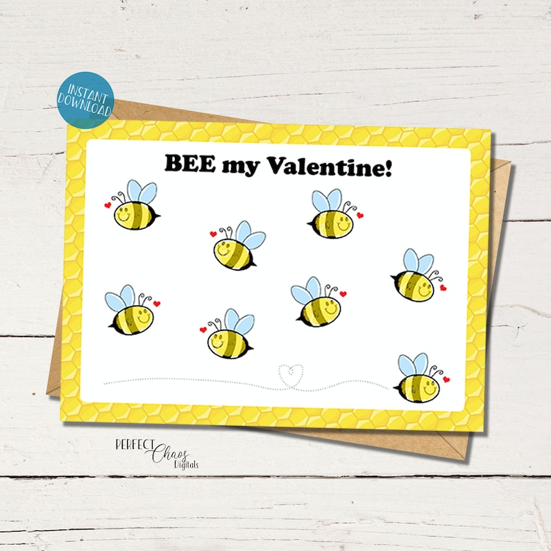 Printable Valentine's Day Card BEE Fingerprint Craft for - Etsy