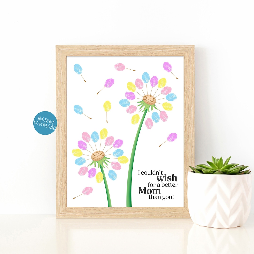 Mother's Day Dandelion Thumbprint Art, Gift for Mom, Mom Gift From Kids ...