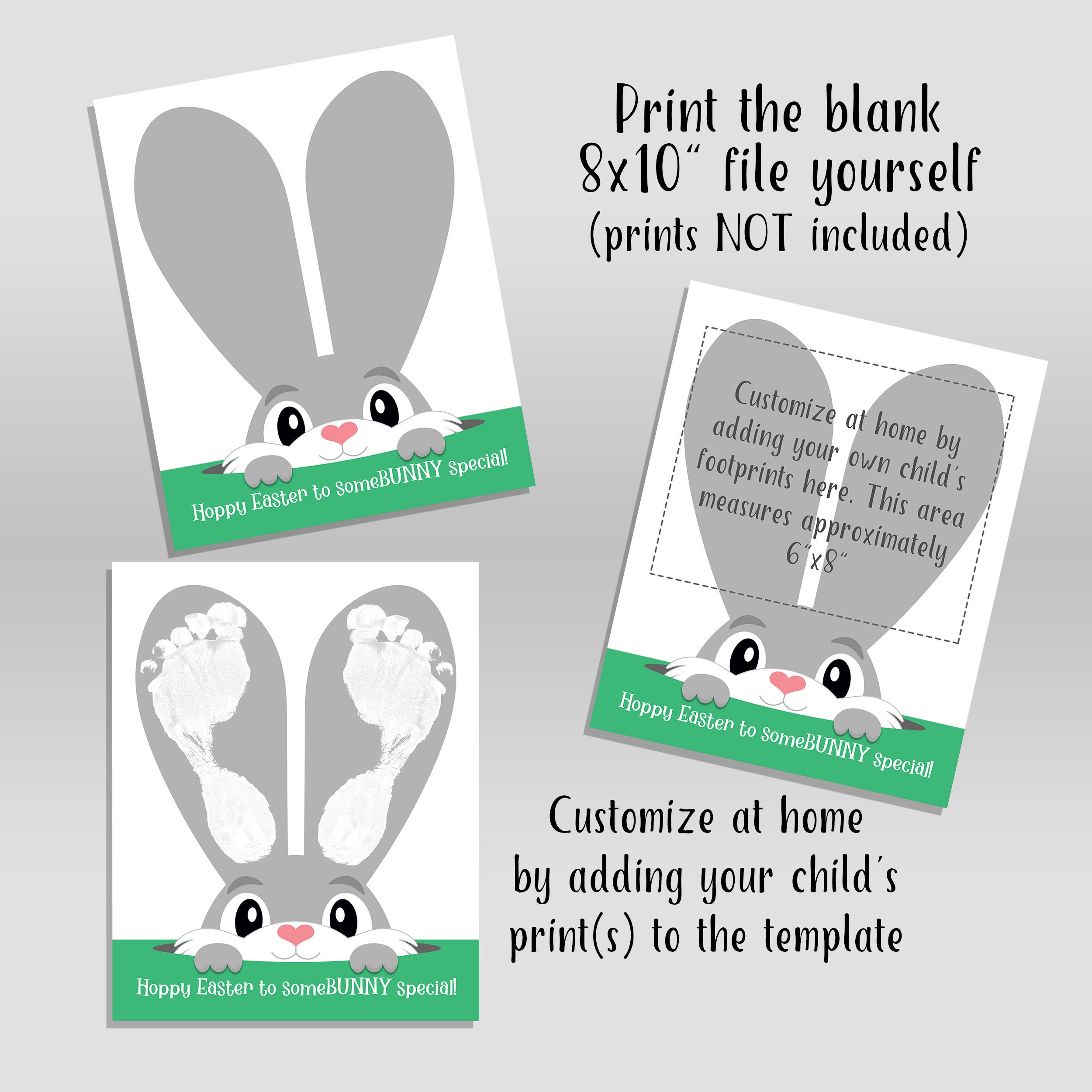 Easter Footprint Art, Hoppy Easter Card, Easter Bunny Ears Footprint ...