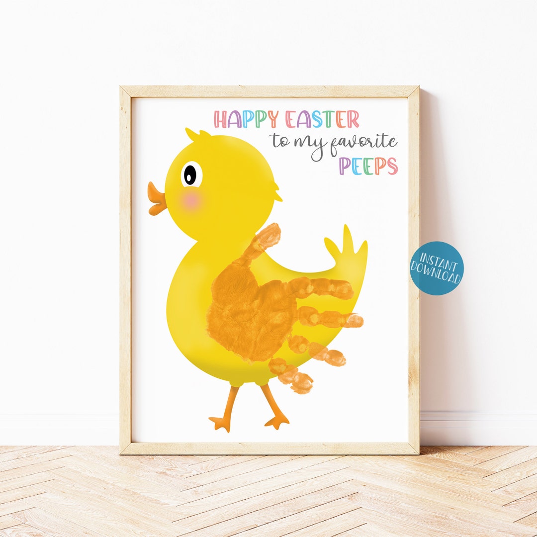 Easter Handprint Art, Easter Chick Handprint Keepsake, DIY Easter Baby ...