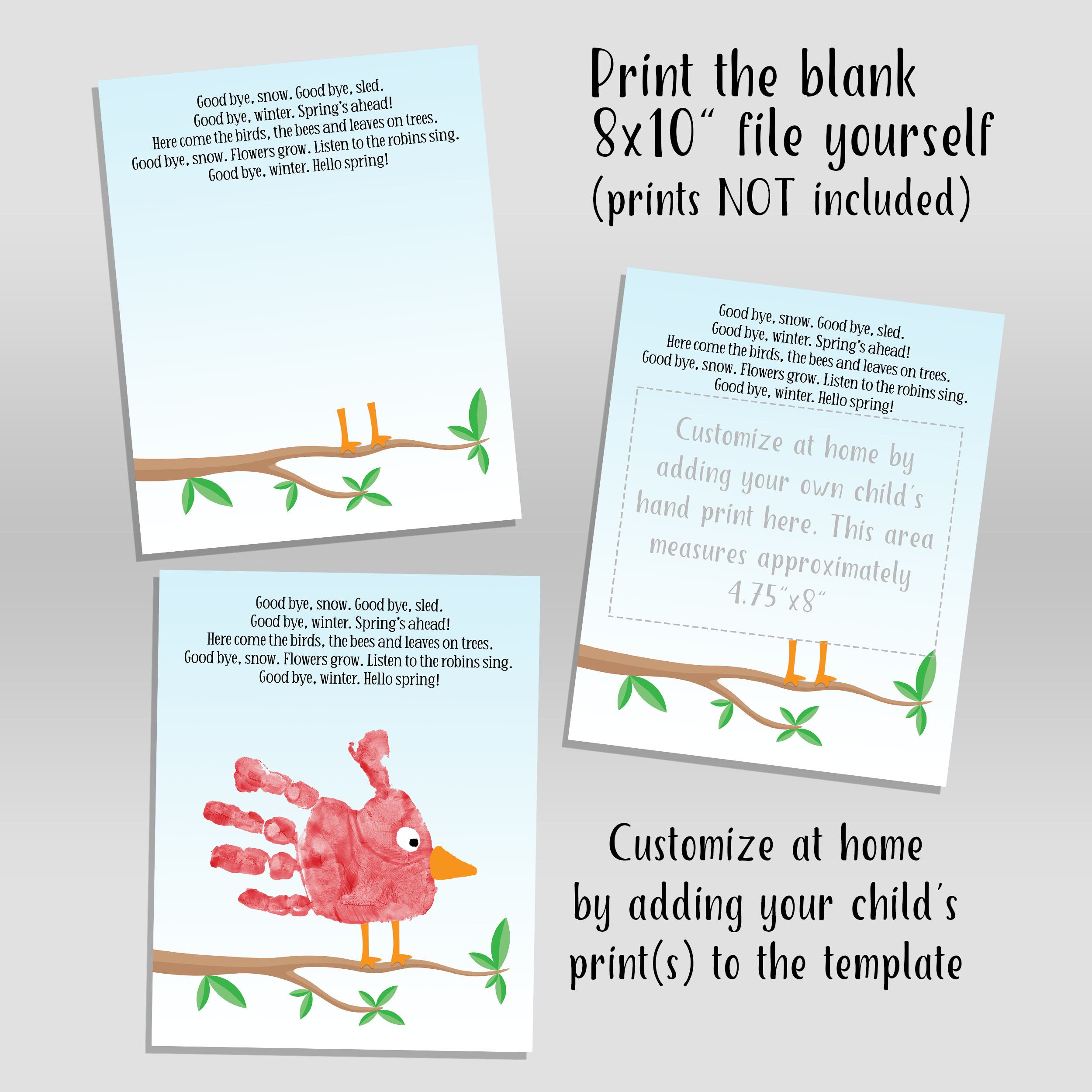 Hello Spring Handprint Art Project for Kids, Bird Handprint Craft for ...