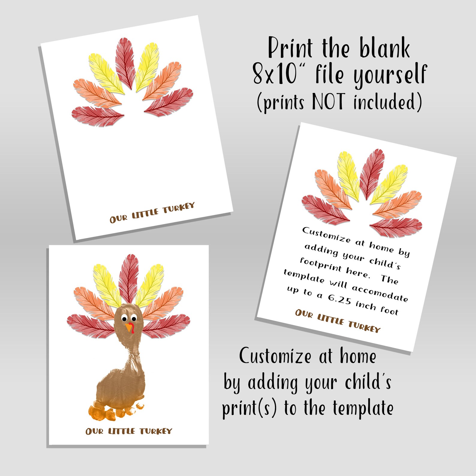 Turkey Footprint Art, DIY Kid Craft, Footprint Keepsake, Fall Handprint ...
