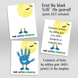 Handprint Art, Halloween Handprint Craft for Kids, Monster Footprint ...