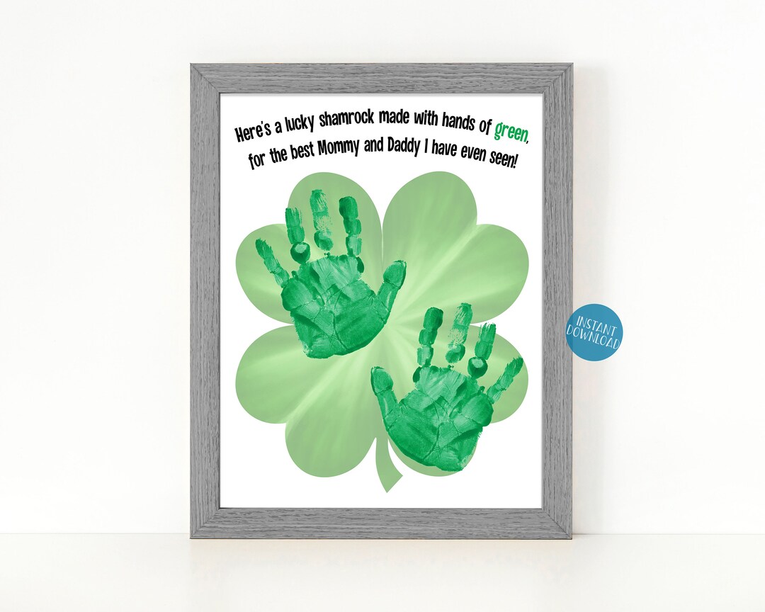 St Patrick's Day Handprint Craft, Lucky Shamrock Handprint Art, Saint ...