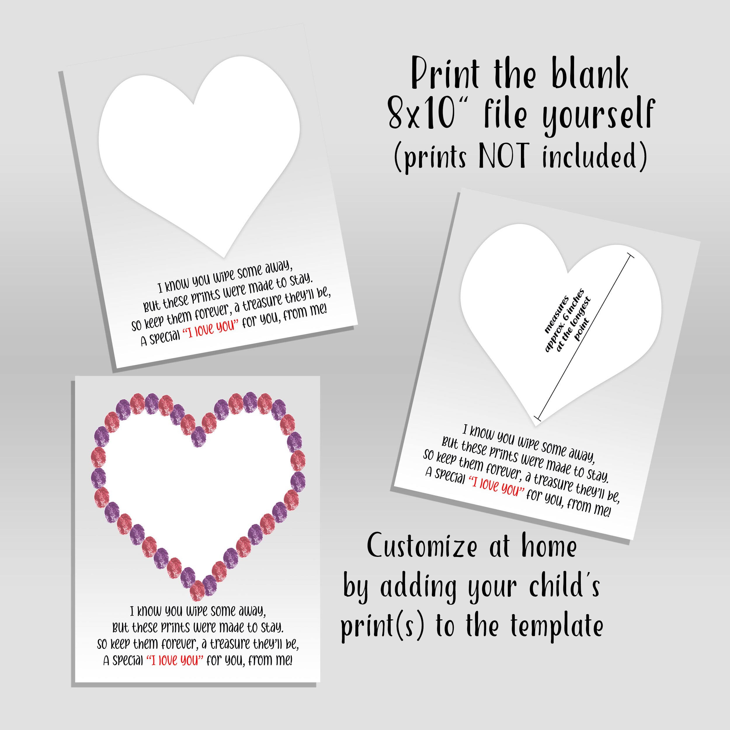 Valentine's Day Handprint Poem Fingerprint Heart | Etsy