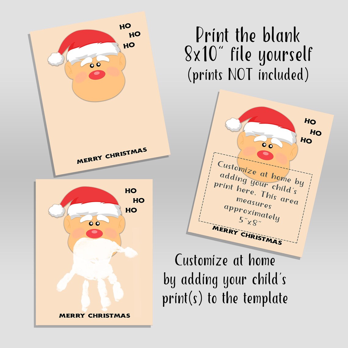 Santa Handprint Art, Christmas Xmas Craft for Kids, Printable Christmas ...