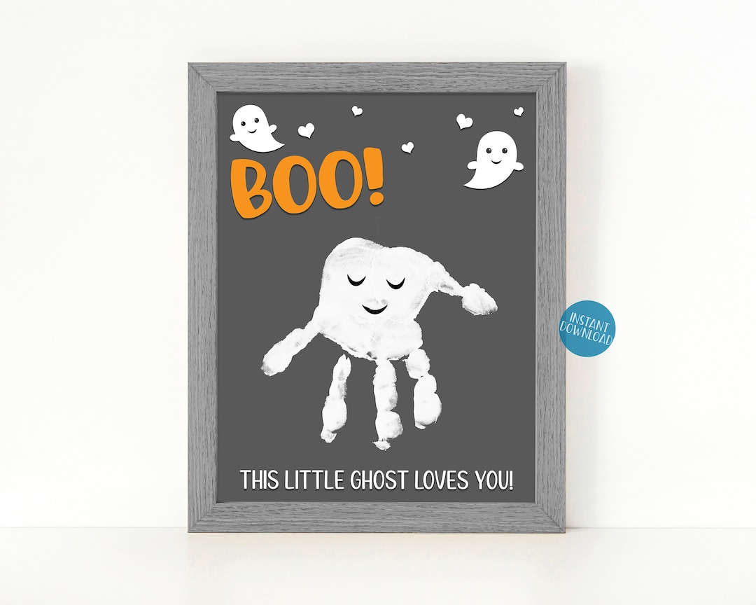 Ghost Handprint Art, This Little Ghost Loves You, Baby Footprint ...
