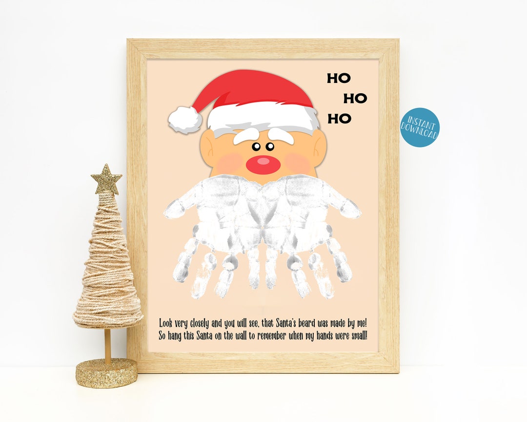 Santa Handprint Craft, Christmas Xmas Art Project for Kids, Printable ...
