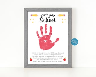 100th Day of School Handprint Poem Craft, 100 Days of School Handprint ...