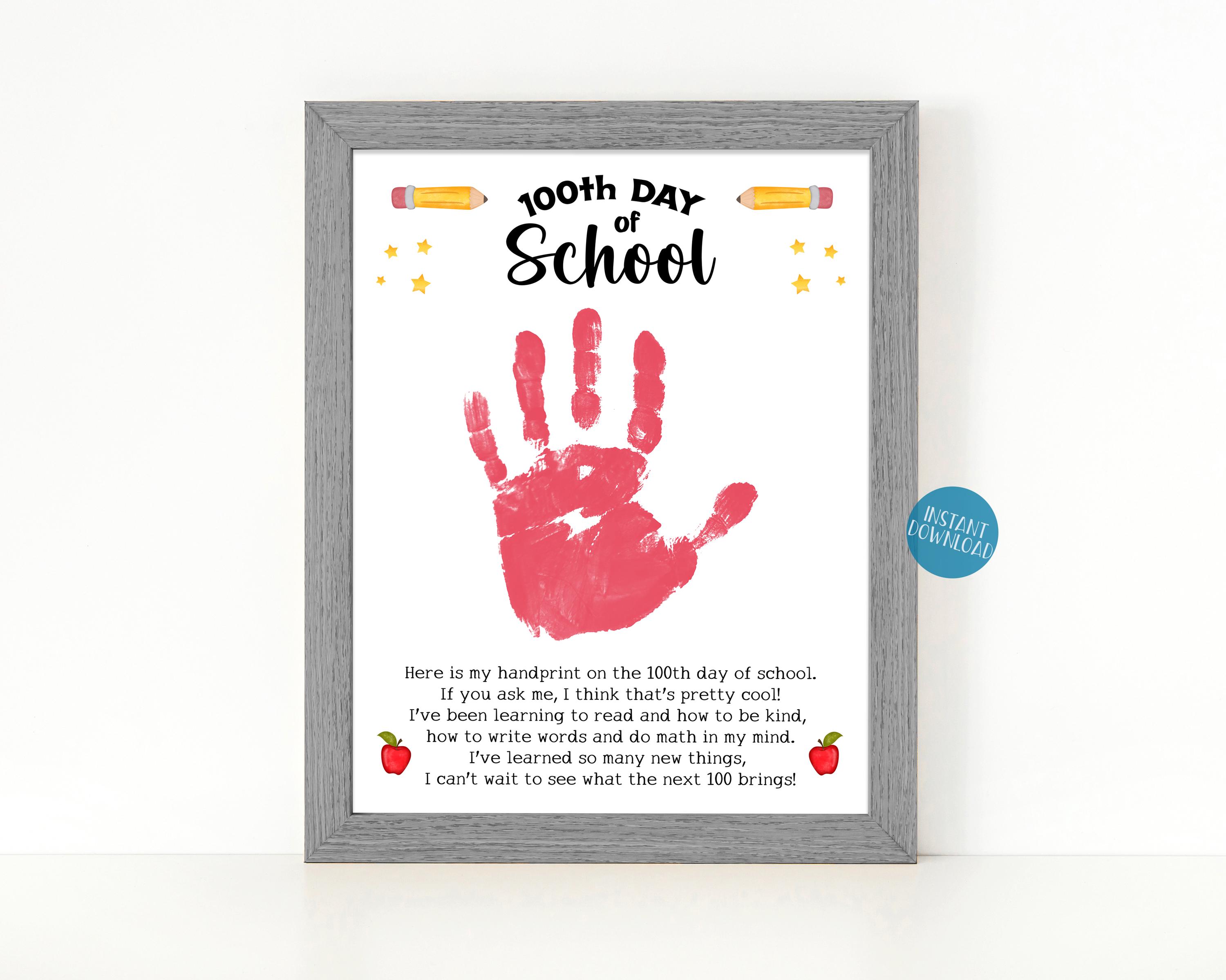 100 Days of School Handprint Craft Poem, 100th Day School Activity, 100 ...