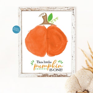 This Little Pumpkin is One, First Birthday Footprint Keepsake Memory ...