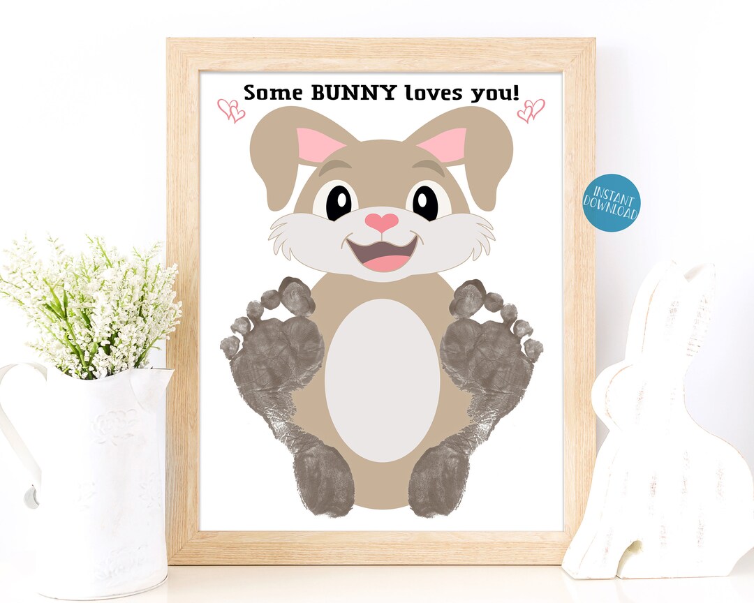 Easter Footprint Art, Bunny Footprint Keepsake, DIY Easter Toddler ...
