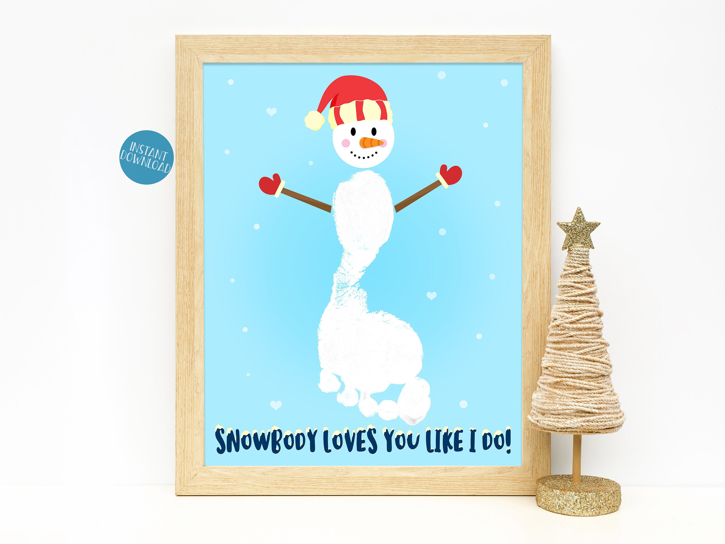 Christmas Footprint Art DIY Kid Crafts Snowman Footprint | Etsy