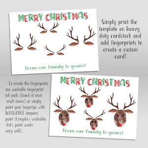 Printable Christmas Card From Kids, Fingerprint Craft for Toddler ...