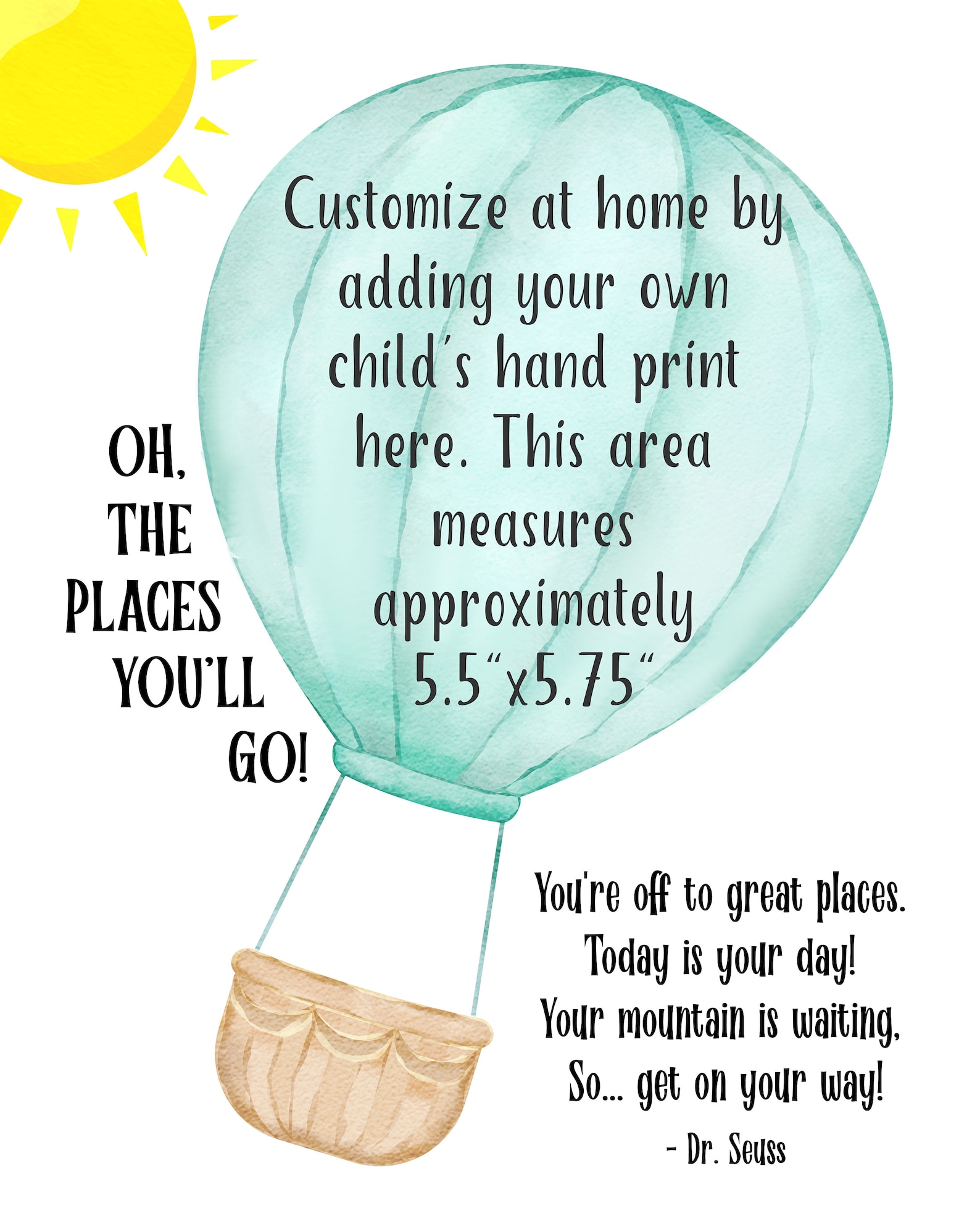 Oh the Places You'll Go Handprint Craft for Kids, Dr Seuss Crafts for ...