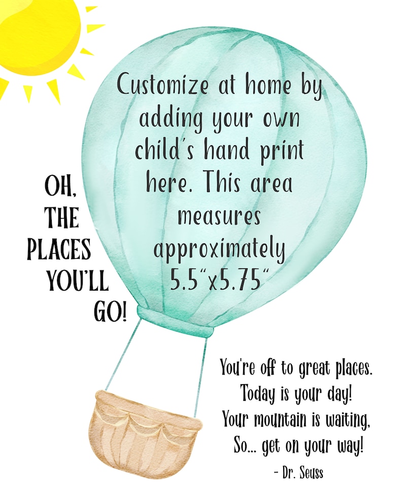 Oh the Places You'll Go Handprint Craft for Kids Dr Seuss - Etsy