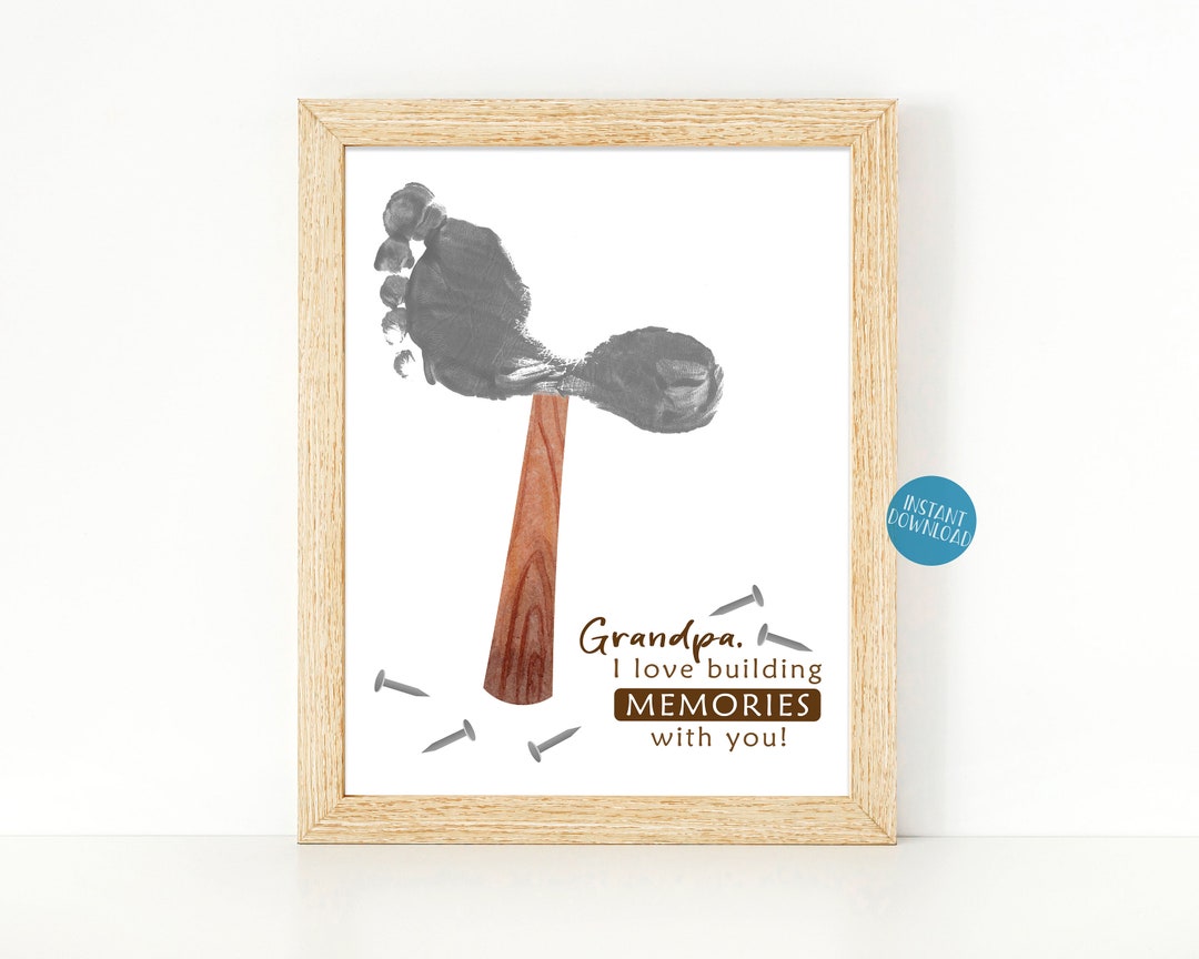 Hammer Footprint Art Project for Toddlers, Gift for Grandpa, Footprint ...
