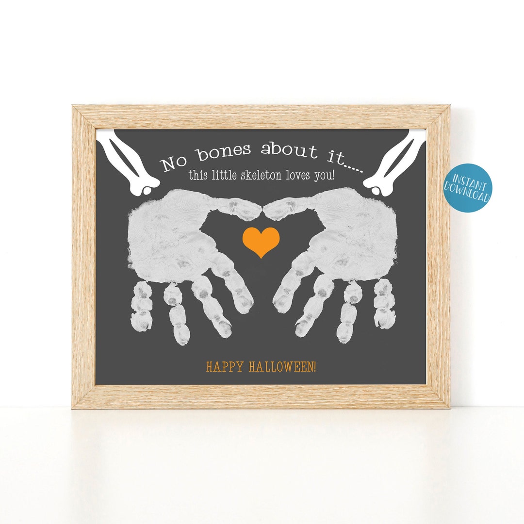 Halloween Handprint Art, No Bones About It Skeleton, Toddler Handprint ...