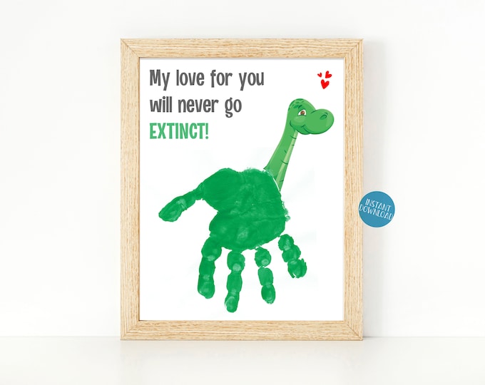 Dinosaur Handprint Art, Gift for Dad, Gift for Mom, Printable Birthday ...