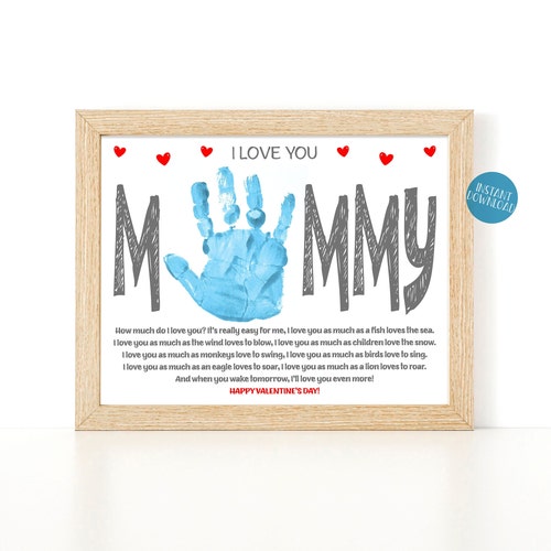 Handprint Art Valentine's Day Gift for Dad Valentines Day | Etsy