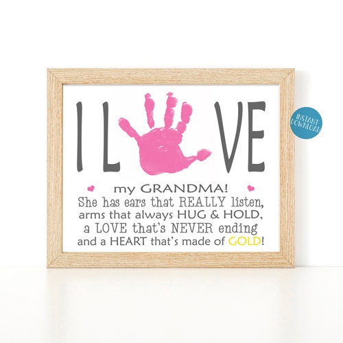 Handprint Art Grandma Gift DIY Mother's Day Gift - Etsy