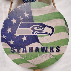 Seattle Seahawks Door Hanger With Matching Bow, Man Cave, Front Door ...
