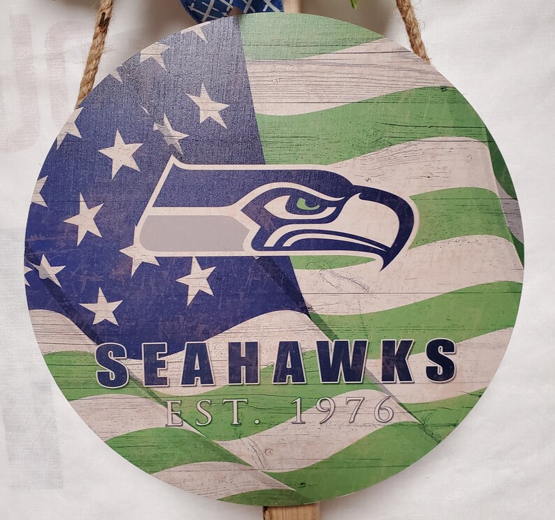 Seattle Seahawks Door Hanger With Matching Bow, Man Cave, Front Door ...