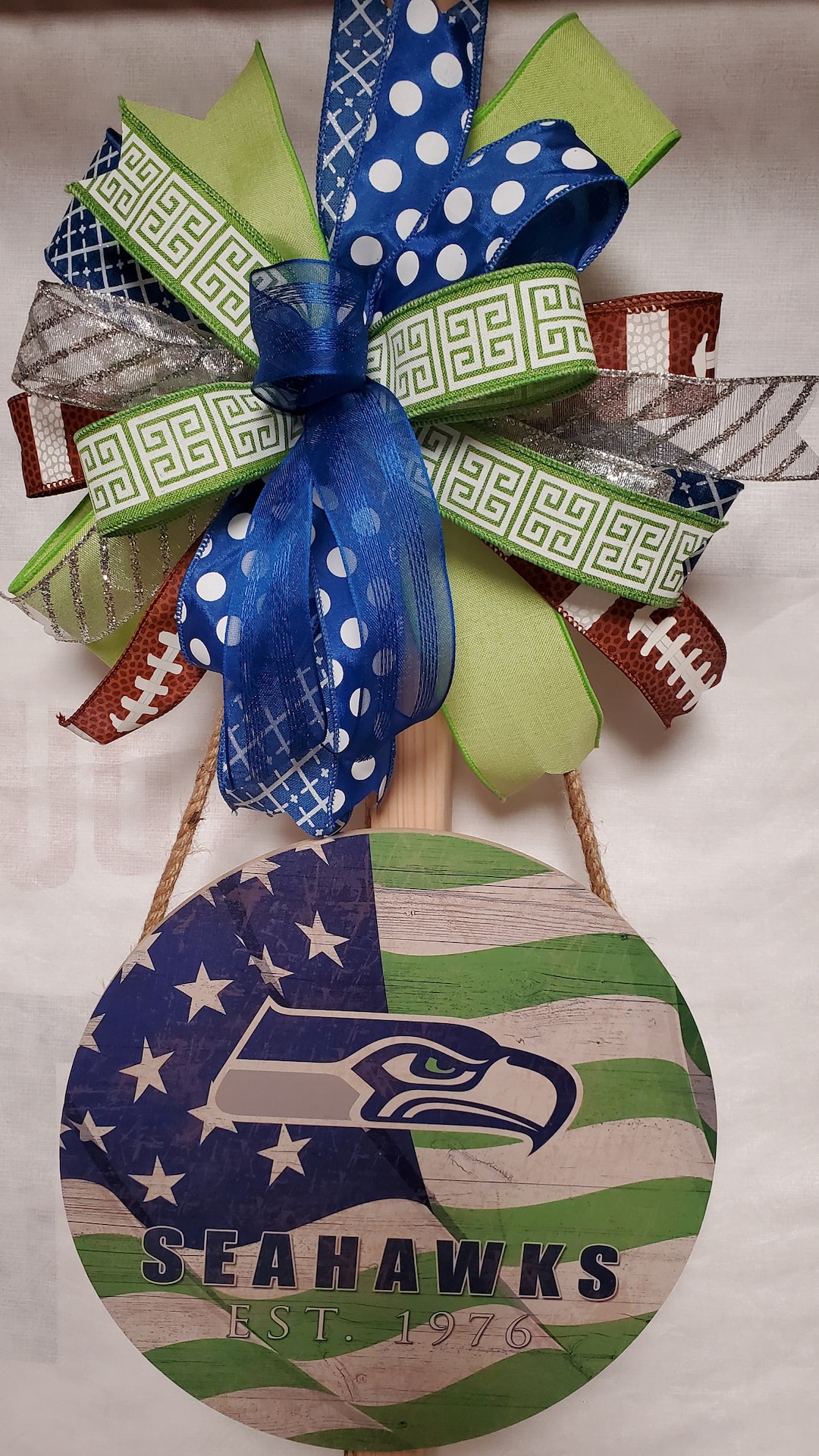 Seattle Seahawks Door Hanger With Matching Bow, Man Cave, Front Door ...