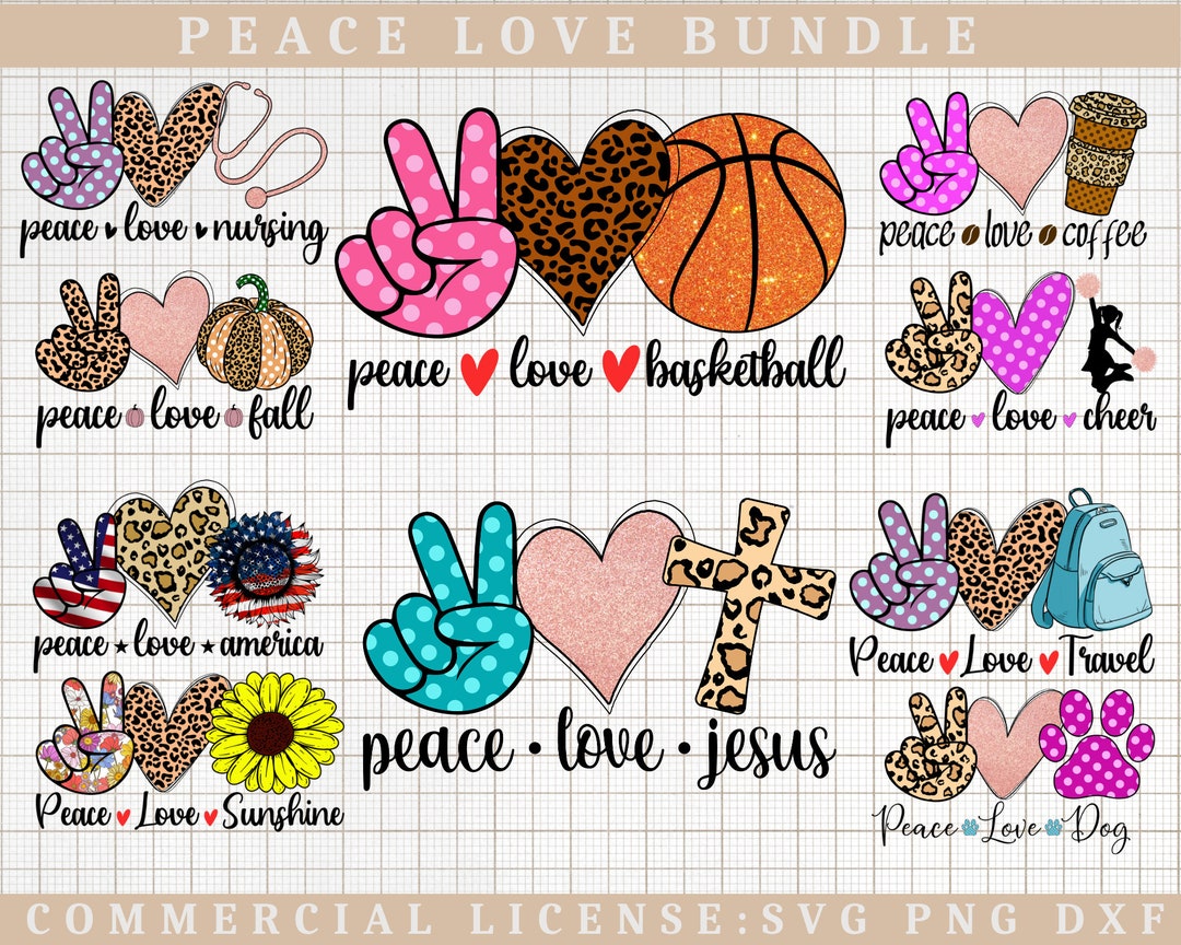 Spread Peace and Love With Sublimation Digital Designs Bundle Perfect ...