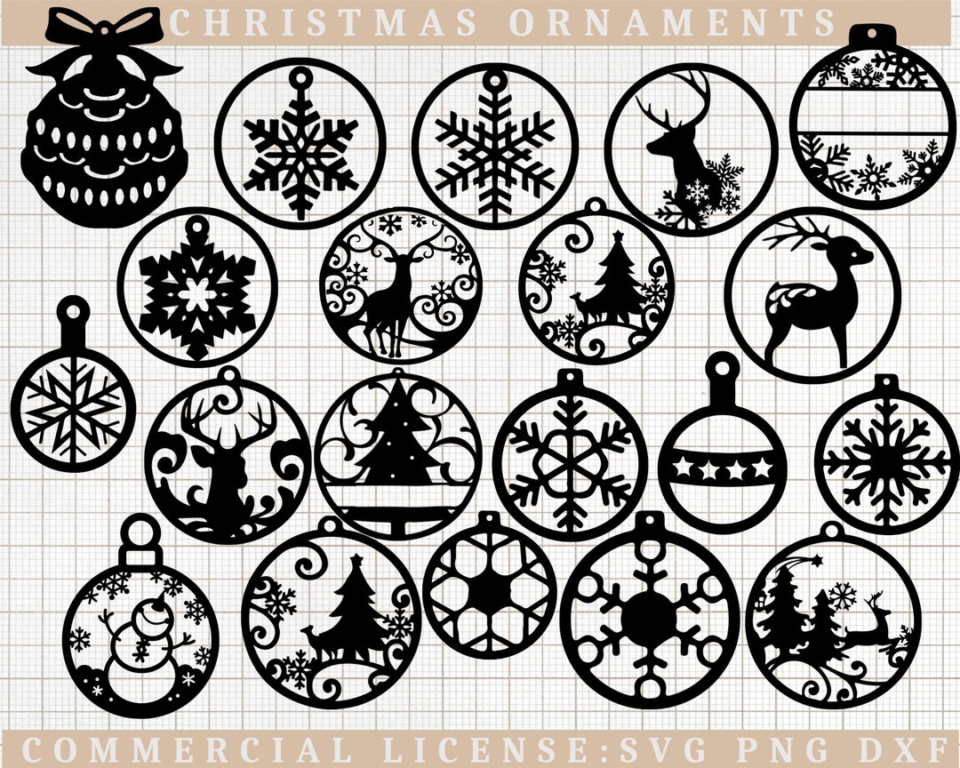 Christmas Baubles Svg Png Dxf, Round Christmas Ornaments SVG, Merry ...
