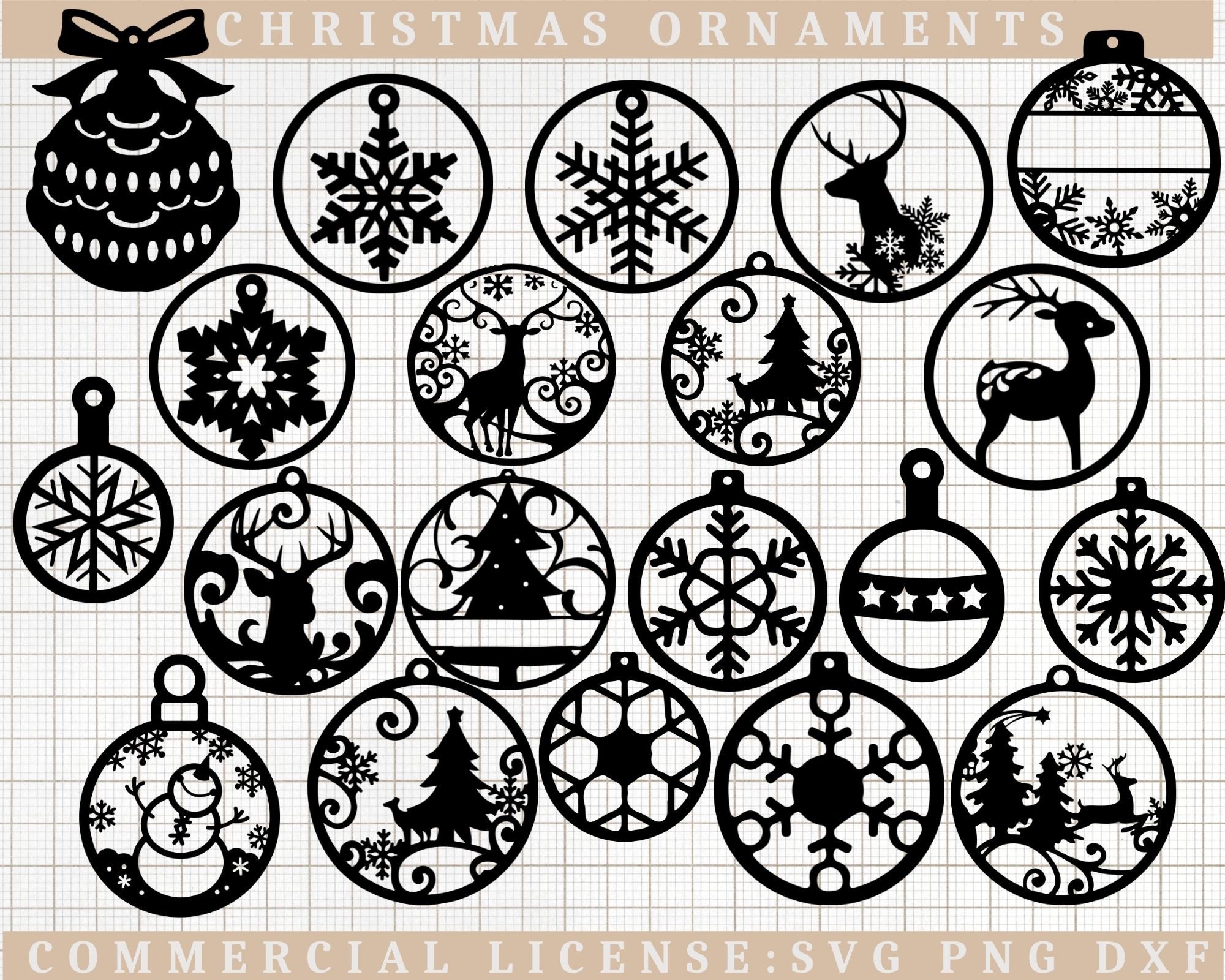 Christmas Baubles Svg Png Dxf Round Christmas Ornaments SVG - Etsy