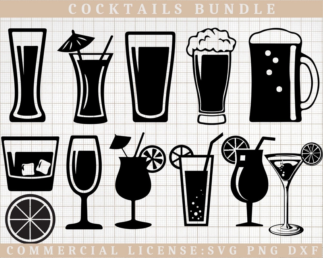 Cocktails SVG, Cocktail Party SVG, Cocktail Clipart, Drinks SVG ...