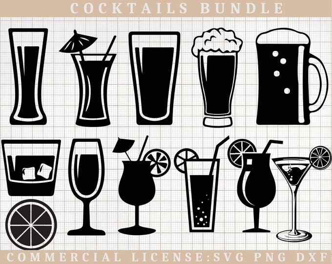 Cocktails SVG, Cocktail Party SVG, Cocktail Clipart, Drinks SVG ...