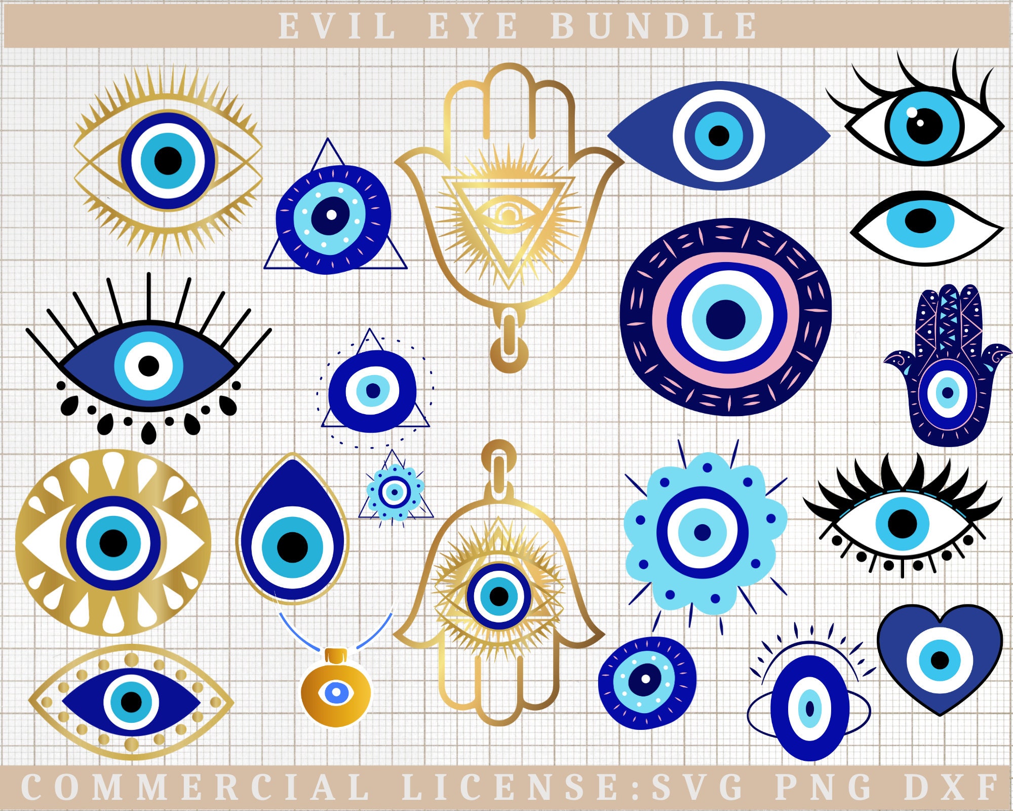 EVIL EYE BUNDLE Svg Png Dxf Humsa Svg Cutfiles Image Turkish - Etsy