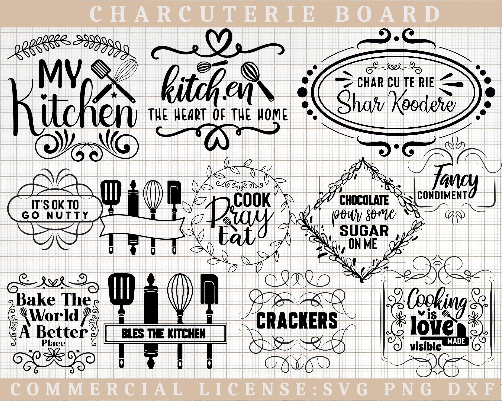 Cutting Board Svg Bundle Dxf Eps Pngbaking Svg Kitchen Svg - Etsy