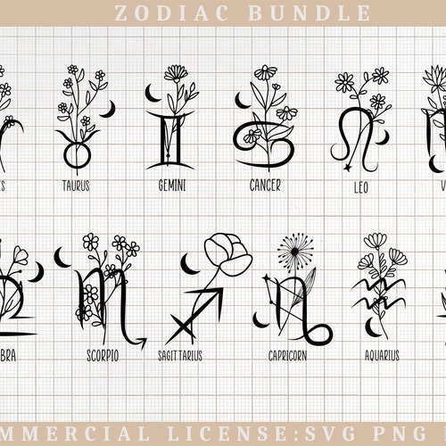 Zodiac Svg Bundle Zodiac Sign Svg Astrology Svg Birth - Etsy