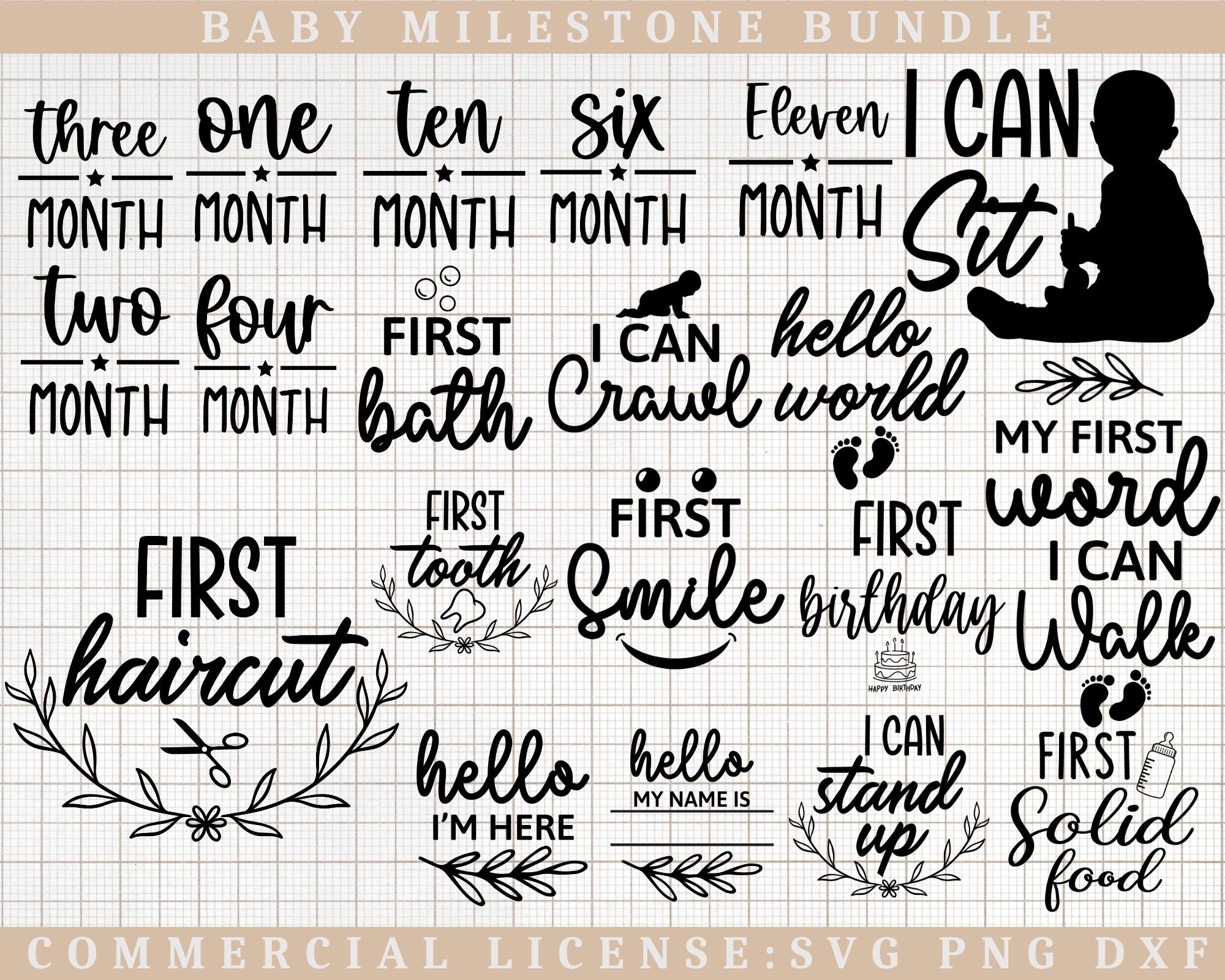 Baby Milestone Svg Todler Svg Baby Announcement Svg Hello - Etsy