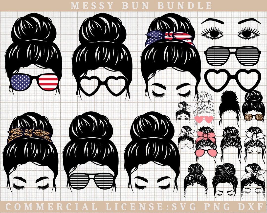 MESSY BUN SVG Messy Bun Hair Svg Cut File for Cricut Mom - Etsy