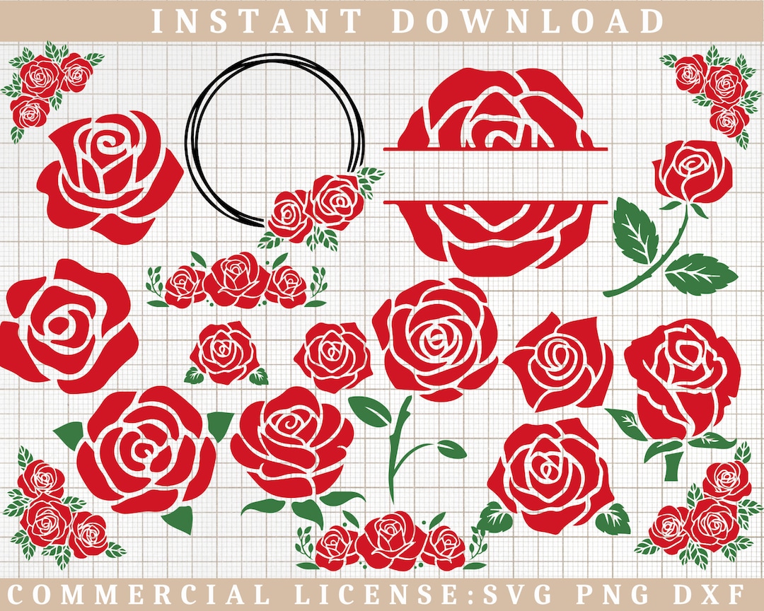 ROSE SVG FILE, Rose Svg Bundle, Roses Svg, Rose Clipart, Flower Svg ...