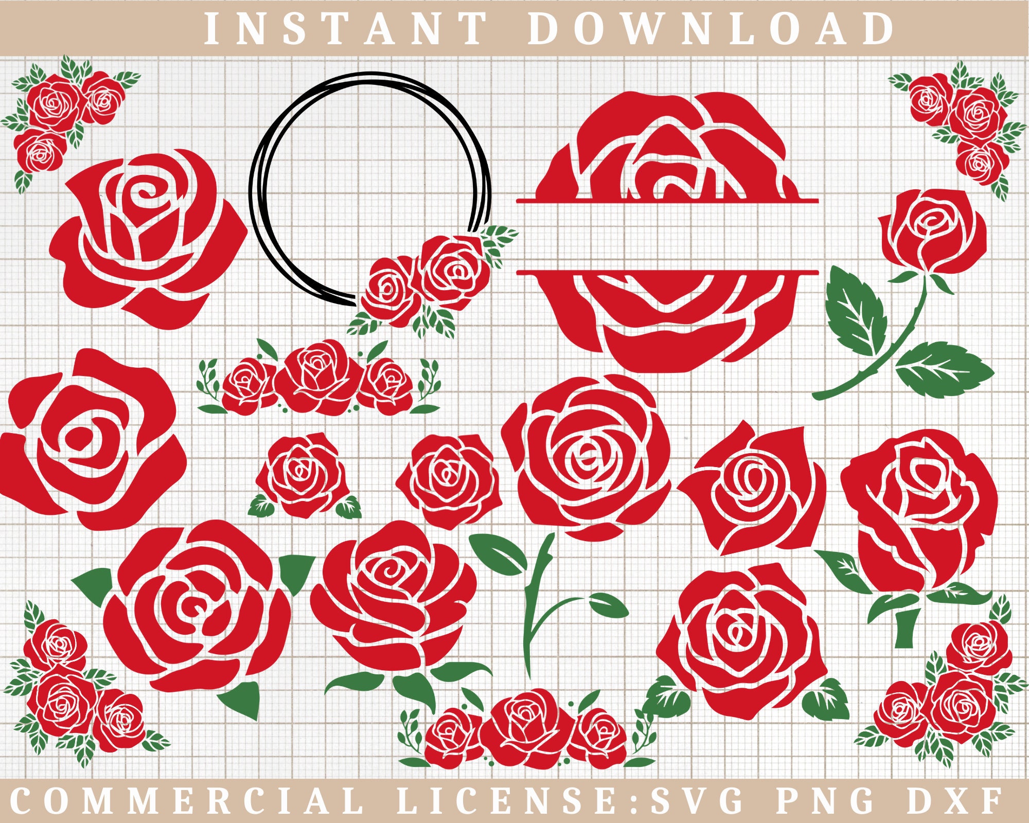 ROSE SVG FILE Rose Svg Bundle Roses Svg Rose Clipart - Etsy